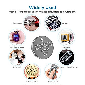 SKOANBE 12PCS 3V CR1632 Lithium Button Coin Cell 1632 Battery