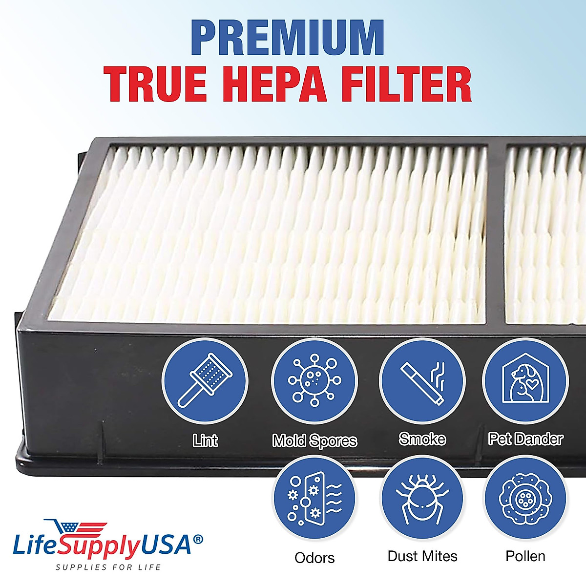 LifeSupplyUSA True HEPA Filter Replacement Compatible with Hunter 30962 QuietFlo 30713 30729 30730 30763 36730 Air Purifier