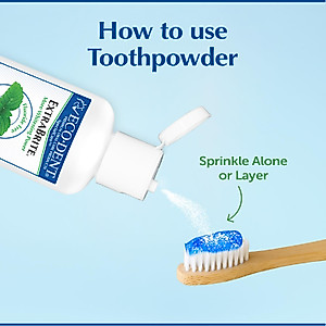 Eco-Dent ExtraBrite Vegan Tooth Powder, Low Abrasion Tooth Whitener, Fluoride Free, Teeth Whitening Powder Toothpaste with Baking Soda, Up to 200 Brushings, Dazzling Mint (3 Pack - 2 Oz Ea)