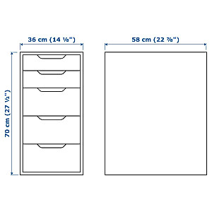 IKEA ALEX drawer unit white 36x58x70 cm
