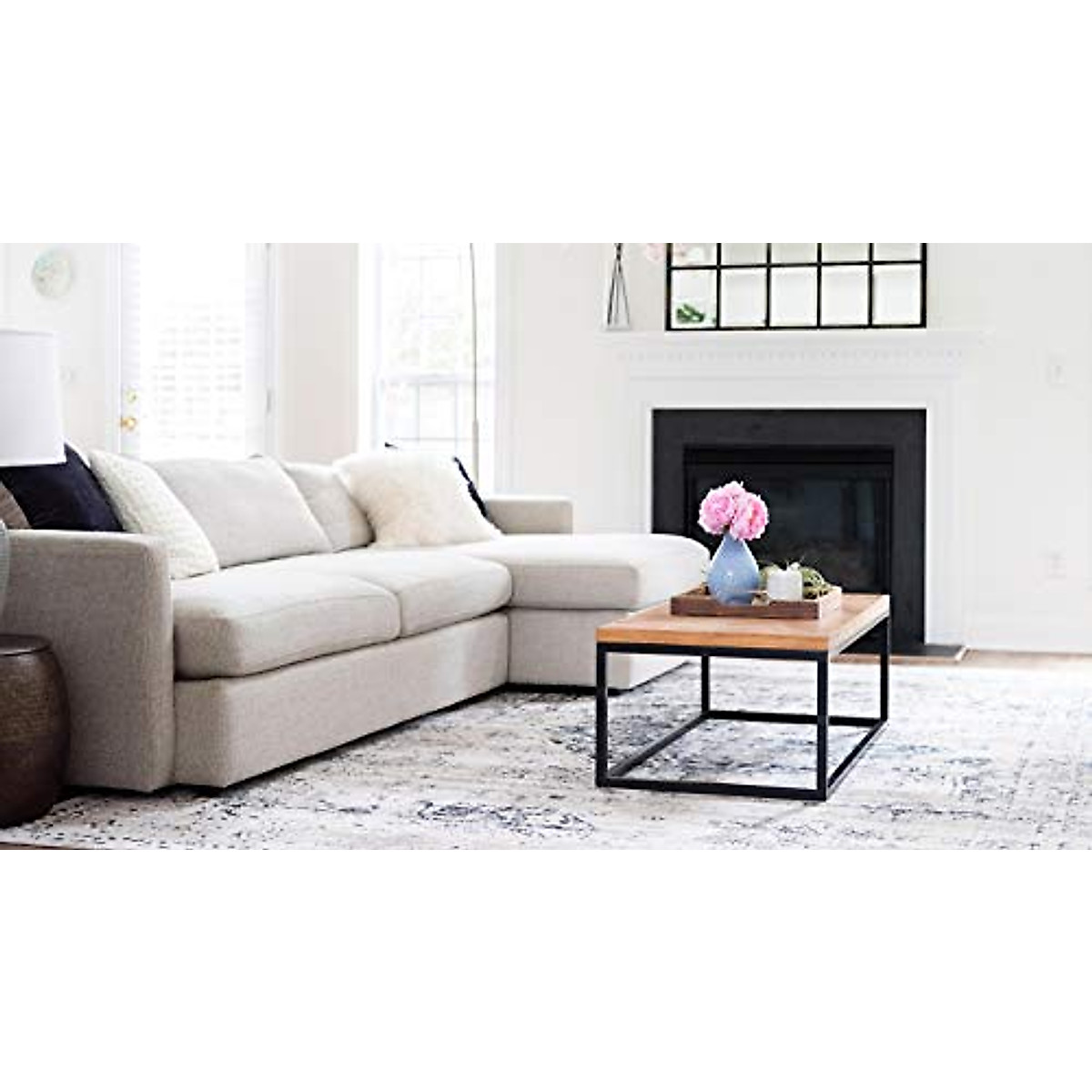 Unique Loom Chateau Collection Distressed Vintage Traditional Textured Dark Blue Area Rug (8' 0 x 10' 0), beige/navy blue