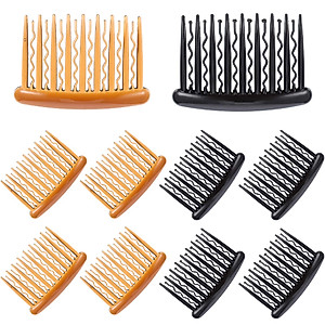 Gejoy 12 Pieces Plastic Teeth Hair Combs Tortoise Side Comb Hair Accessories(Black, Dark Brown)