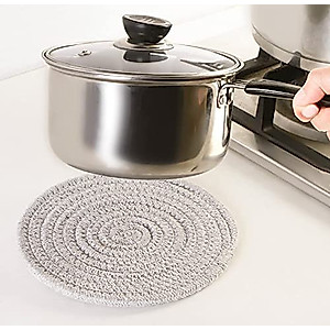 Set of 6 Trivets for Hot Pots and Pans and Pot Holders – 100% Pure Cotton 7” Round Mats, Hot Pads for Kitchens, Coasters, Placemats, Spoon Rest for Cooking and Baking