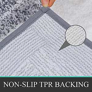 Bathroom Rug Mat Set 3 Piece, Non-Slip Shaggy Bath Mats, Absorbent Microfiber Bath Carpet for Bathroom Floor, Tub and Shower Machine Washable, Dark Grey