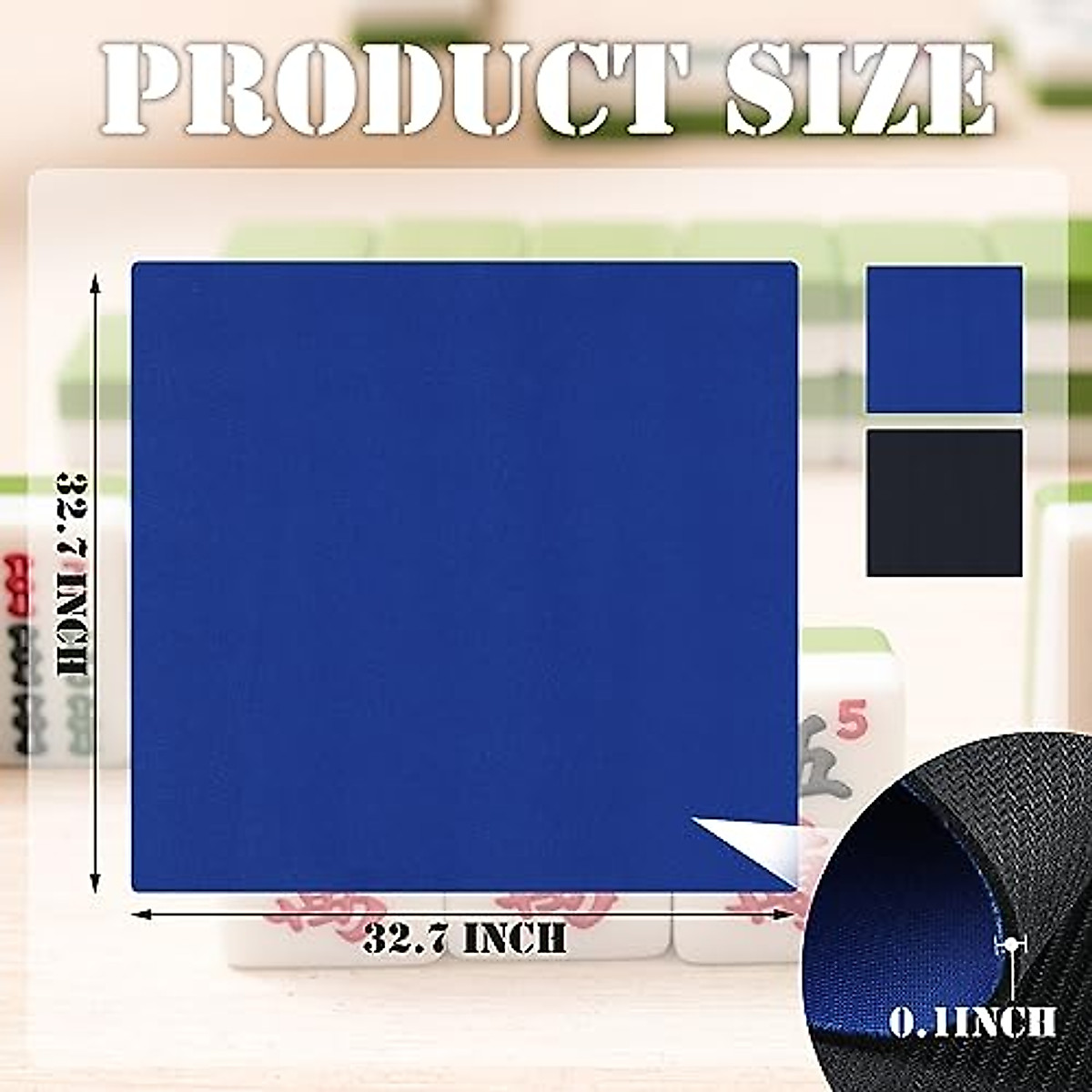 Oudain 2 Pack Mahjong Table Mat 32.7 x 32.7 Inch Game Mat Rubber Anti Slip Playmat Mahjong Mat Noise Reduction Mahjong Table Cover Board Game Table Mat for Mahjong Poker Cards (Gray, Marine Blue)
