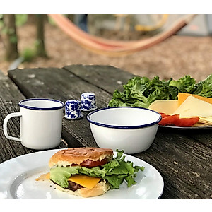 Golden Rabbit Enamelware - Rolled Cobalt Rim Pattern - 3cup Bowls (Set of 4)