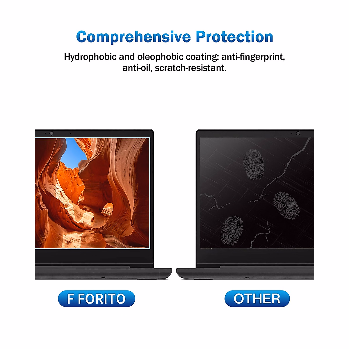F FORITO 2-Pack 15.6 Inch Anti Blue Light Laptop Screen Protector, Eye Protection Anti Glare Matte Computer Screen Cover for 15.6" Laptop with 16:9 Aspect Ratio, Reduce Eye Strain and Touch Sensitive