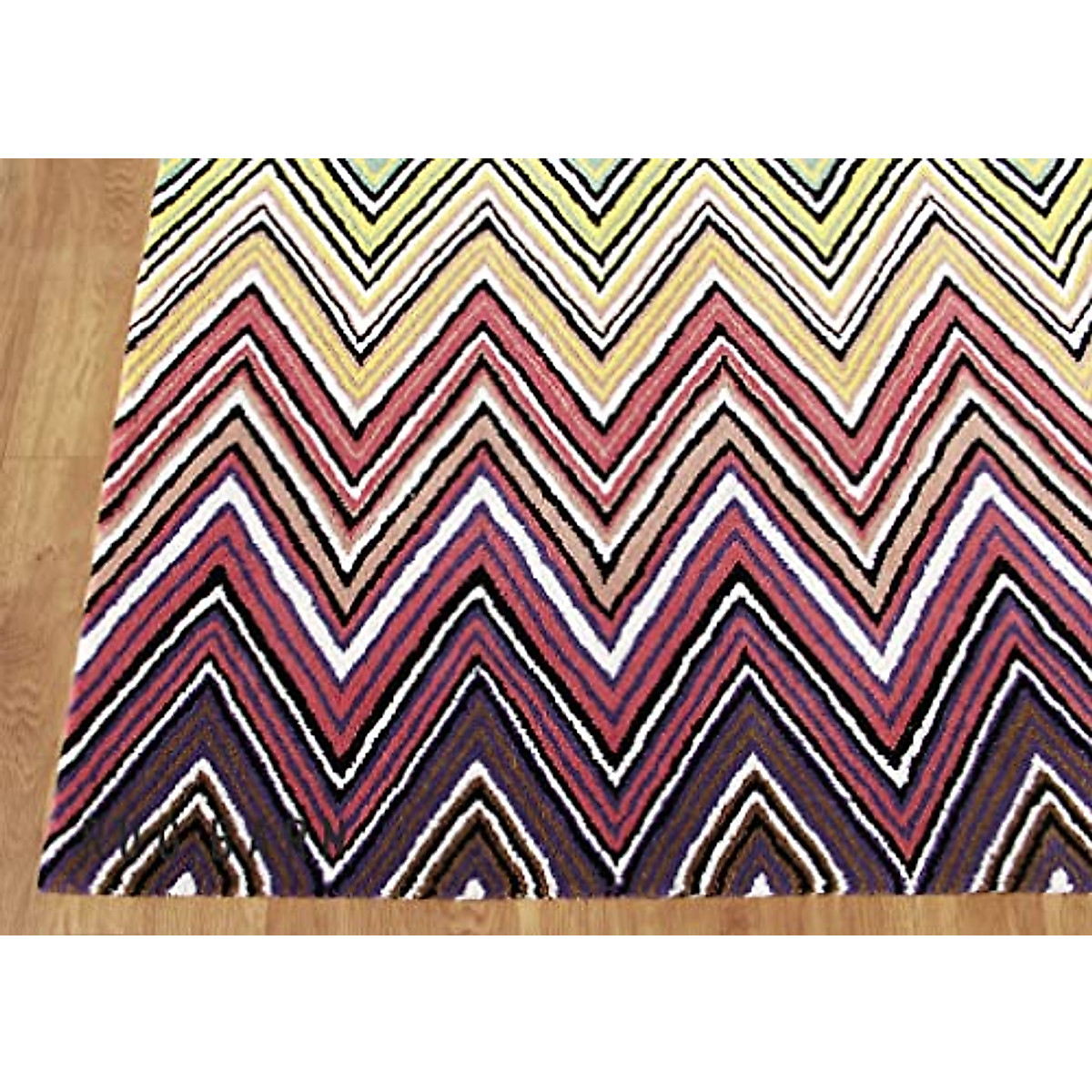 Magic Zig Zag 5' X 8' Feet Multi Color Hand Tufted Modern Style 100% Wool Area Rug/Carpet