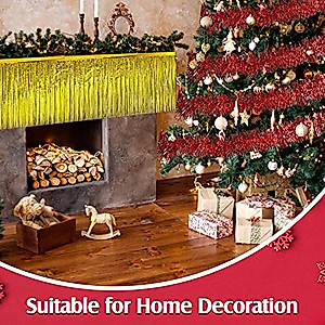 20 Pcs Parade Float Decorations for Trailer, 8 Foil Fringe Garlands 12 Tinsel Garlands, Metallic Tassel Banner Wall Hanging Fringe Banner for Wedding Birthday Party Holiday Car Decorations (Gold, Red)