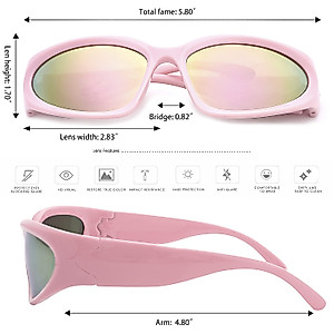 knliwkm 3 Pairs Oval Sporty Wrap Around Sunglasses Y2K Futuristic Glasses Shades for Women Men Trendy Fashion Silver