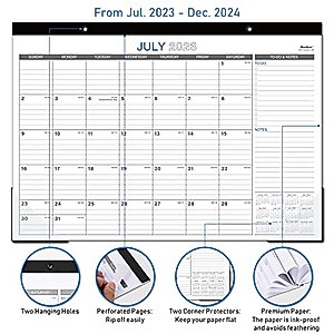 2023-2024 Desk Calendar - 18 Months Large Monthly Desk Calendar from Jul 2023 - Dec 2024, 17" x 12", Desk Pad, Large Ruled Blocks, To-do List & Notes, Best Desk Calendar for Organizing