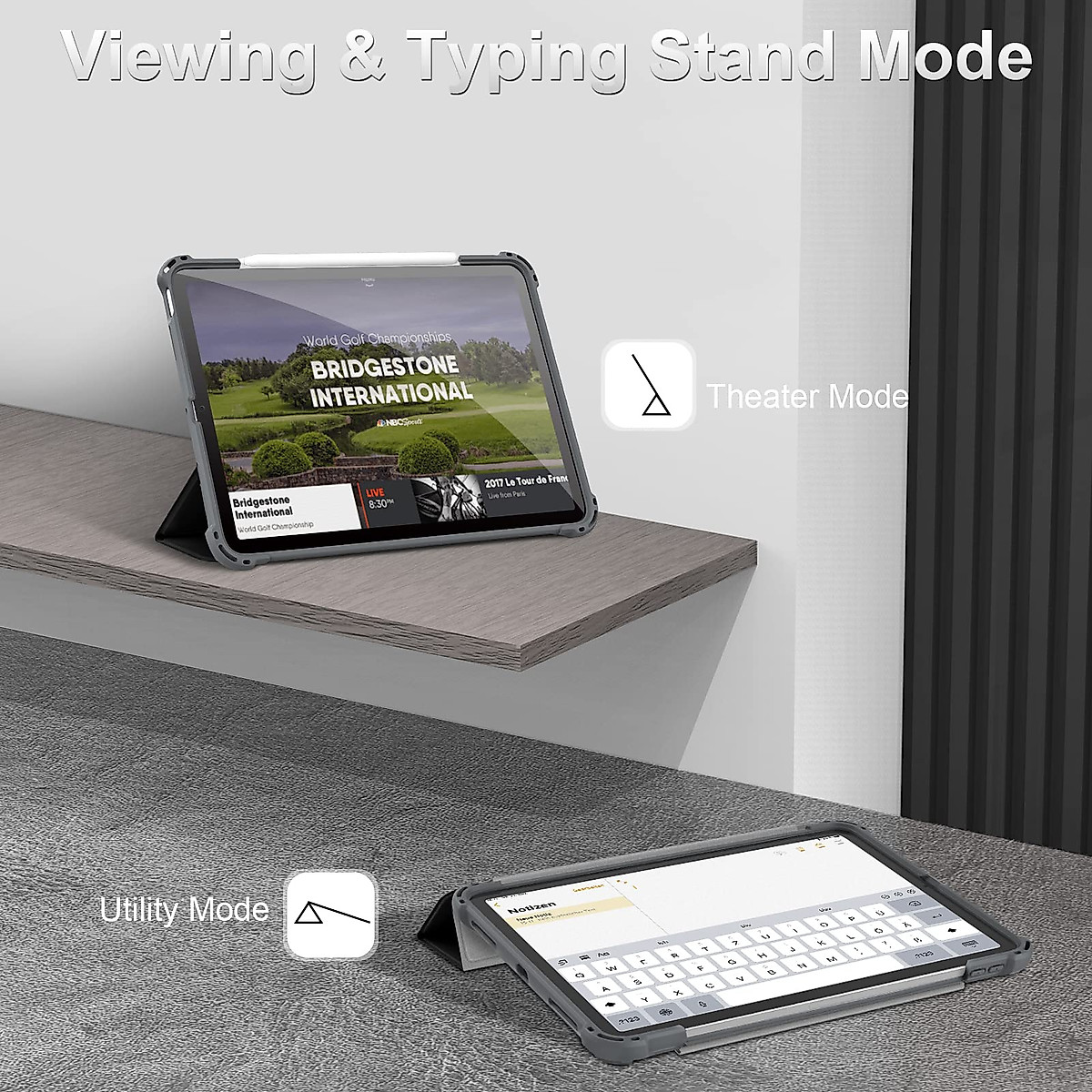 Fintie Hybrid Rugged Case for iPad Air 11-inch M2 (2024), iPad Air 5th / 4th Generation (2022/2020) 10.9 Inch - Military Drop Tested Heavy Duty Clear Cover with Pencil Holder, Black