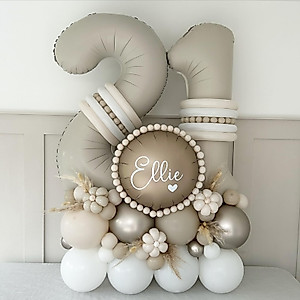 40 Inch Cream Number 1 Balloon, Beige Large 1st Birthday Balloons, Digital 1 Cream White Giant 1 Foil Balloon Helium for 1st Birthday Decorations First Year Boys Girls Baby Shower Party Supplies