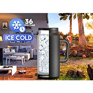 Meoky 64 oz Tumbler with Handle, Stainless Steel Vacuum Insulated Tumbler with Lid and Straw, Keeps Cold for 36 Hours, 100% Leak-proof, BPA-Free, Non-slip Base (Night)