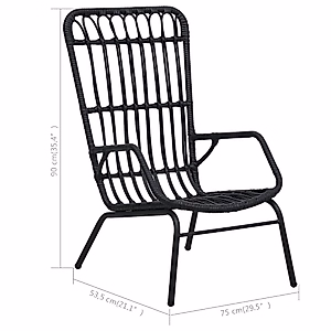 vidaXL Poly Rattan Black Patio Chair - Weather-Resistant Outdoor Seating Furniture with Powder-Coated Steel Frame - Easy to Assemble