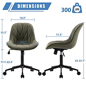 YOUNIKE Office Chair Desk Chair, Home Office Desk Chairs with Wheels, Armless Swivel Computer Chairs with Tilt Lever, Cute Small Upholstered Task Chairs for Compact Space, Olive Green