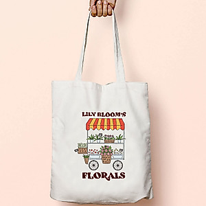 JNIAP Book Lovers Gifts Canvas Tote Bag for Women Book Tote Bag Aesthetic Literary Readers Gift Reader Bibliophile Bookworm Bag (Lily blooms tote)