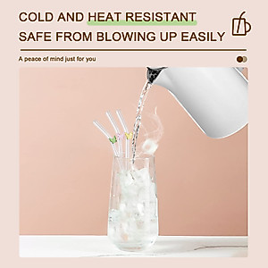 DUMING-IN 6 Pcs Reusable Glass Straws with 2 Cleaning Brushes, Cute Colorful Butterfly Glass Straws Shatter Resistant, Reusable Straws Dishwasher Safe for Juices, Smoothies, Milkshakes, Teas