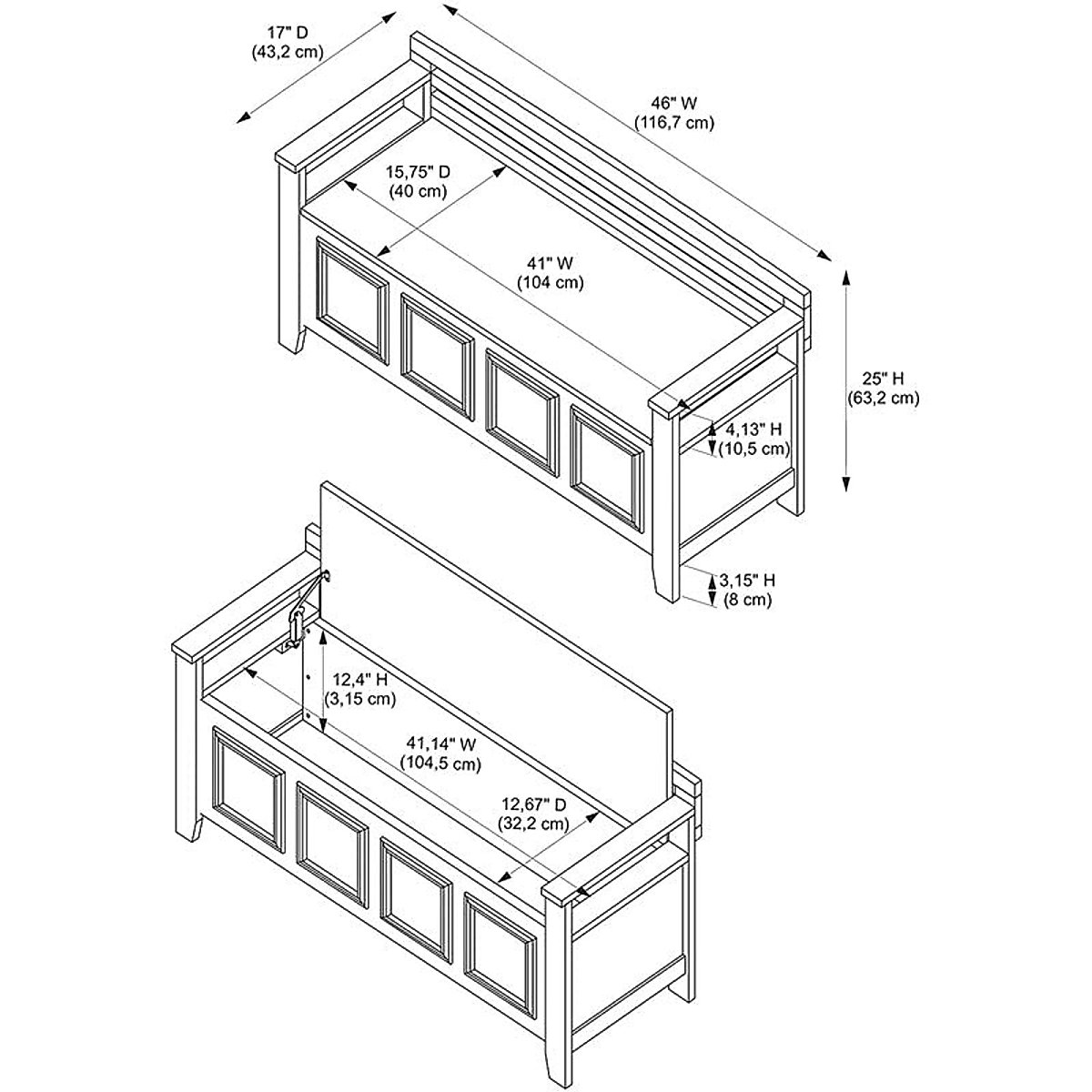 Pemberly Row Entryway Storage Bench in White with Flip-top Lid