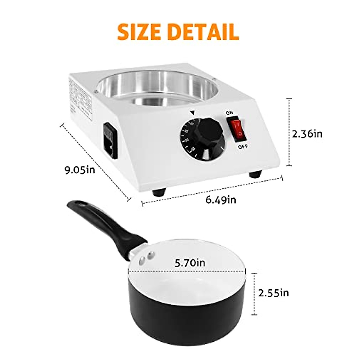 WICHEMI Chocolate Melting Pot Chocolate Tempering Machine Commercial Electric Chocolate Melter Fondue Pot for Chocolate, Butter, Cheese, Cream, Candy, Milk, Coffee, Desserts (Single Pot)