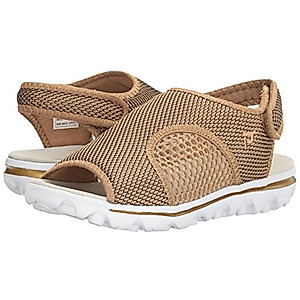 Propét Womens TravelActiv Sandal, Gold/Black, 8.5 Wide US
