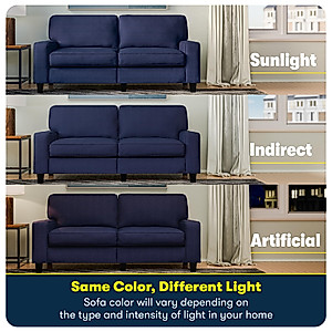 Serta Palisades 78" Track Arm Sofa, Easy Care Polyester, Soft Pillow Back, Pocket Coil Seat Cushions, Removable Covers, Loveseat or Couch for Small Spaces, Living Rooms or Bedrooms, Navy Blue