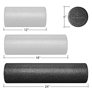Philosophy Gym 24" High-Density Foam Roller for Exercise, Massage, Muscle Recovery - Round, Black