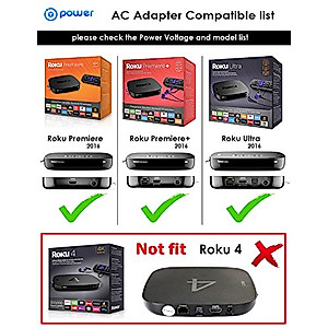 T-Power Ac Dc Adapter for for Roku Ultra,Premiere,Premiere Plus, Ultra 4K HDR Streaming Media Player STB ROKU 4640 PA-1120-42RU 3.0 Power Supply Charger