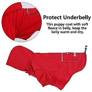 Personalised Dog Winter Coat Waterproof Puppy Fleece Suit Jacket with Legs Hood and Pocket - Best for Yorkie Terrier Schnauzer Poodle Border Collie Labrador Golden Retriever 8lbs to 70lbs - Red - S