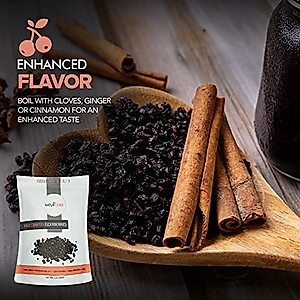 Naturtonix Whole Dried Elderberries, All Natural Immune Booster, Vegan, Gluten Free & Non-GMO, Vitamin C, Sambucus Nigra, For Making Tea, Syrup, Jam & Gummies 8 Ounce Pouch