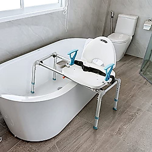 OasisSpace Heavy Duty Sliding Bathtub Transfer Bench 450lbs, Shower Seat Tub Transfer Bench with Backrest and Arms and Sliding Shower Chair for Disabled, Seniors, Bariatric