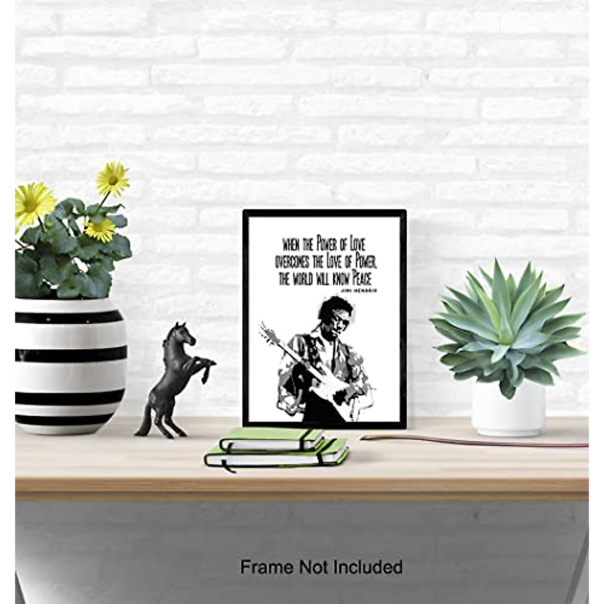 Jimi Hendrix Poster,- Inspirational Wall Art Print - Graffiti Street Art, Urban Home or Wall Decor - Gift for 60's Music, Woodstock Fans, Guitarists, Musicians - 8x10 Quote Photo Picture