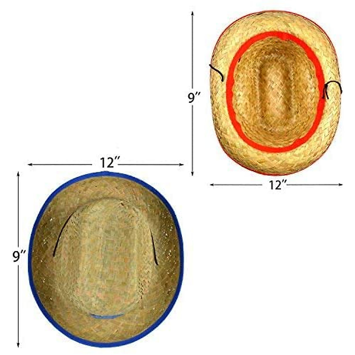 JOYIN Toy Pack of 12 Childs Straw Cowboy Hats with Cowboy Bandannas (6 Red & 6 Blue) Party Favors