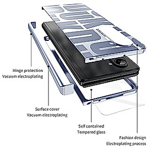 Compatible with Samsung Galaxy Z Fold5 Case with Built-in Screen Protector | Hinge Protection | Full Body Ultra-Thin Anti-Scratches Shockproof Protective Phone Cover for Samsung Galaxy Z Fold 5, Blue