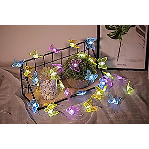 Joyathome Outdoor Solar String Lights Butterfly Decorative Fairy Lights, 17.7ft 36 Led Solar Butterfly Lights Outdoor Waterproof Garden Lights for Home Yard Outdoor Decoration (Cool White)