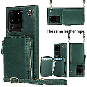 Crossbody Wallet Case for Samsung Galaxy S20 Ultra,Wallet Phone Case with Card Holder,Kickstand,Magnetic Closure,Zipper Phone Purse,Strap