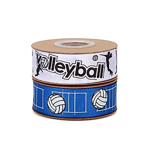 Meseey 2 Rolls 20 Yards Sport Ball Ribbon3/4Inch Fabric Ribbons for Wreath Gift Wrapping Sport Team Party Decor (Volleyball)
