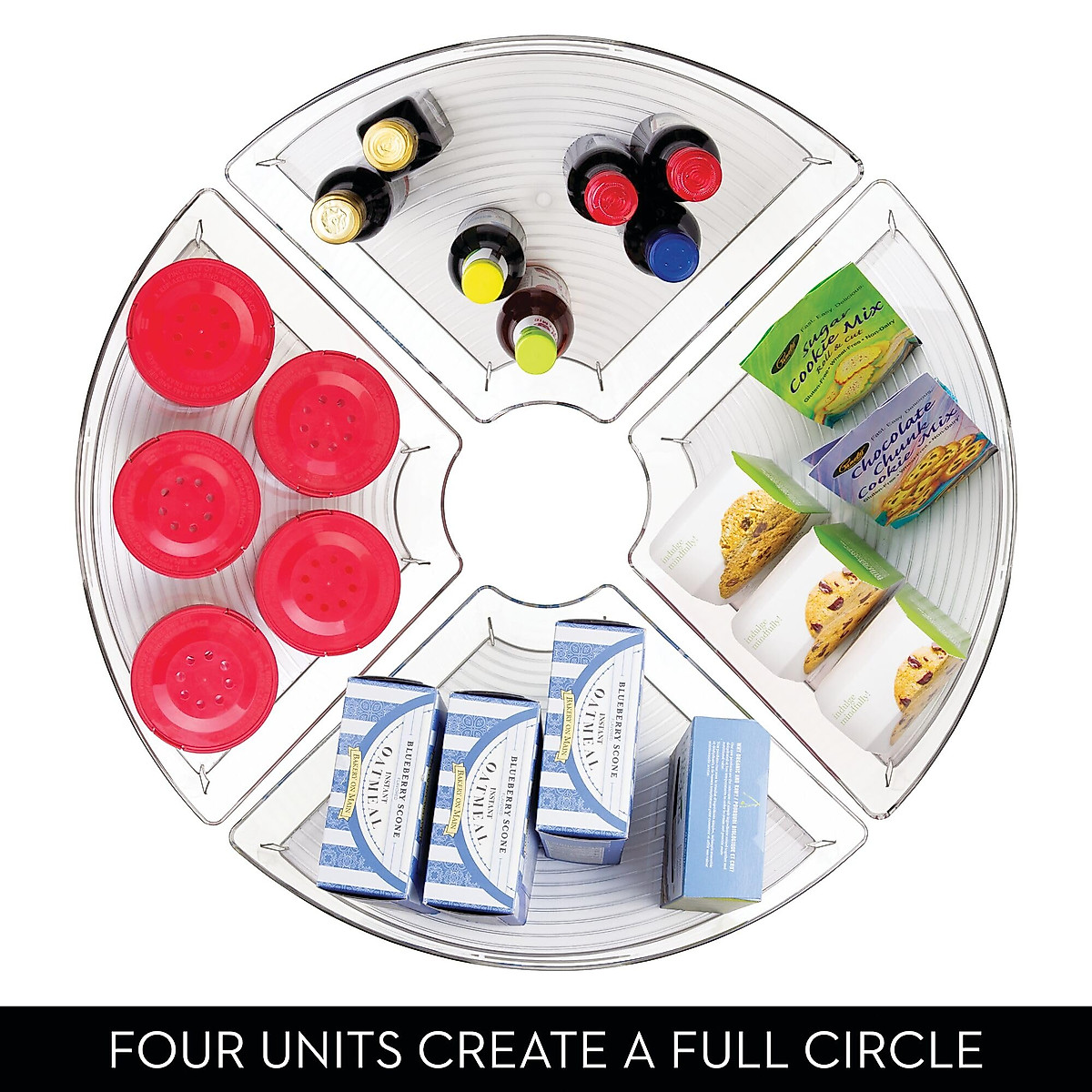 iDesign Plastic Lazy Susan Storage Basket 1/4 Wedge with Handle for Kitchen Cabinets, Countertop, Pantry, BPA-Free, 16.35" x 10.83" x 4.05"