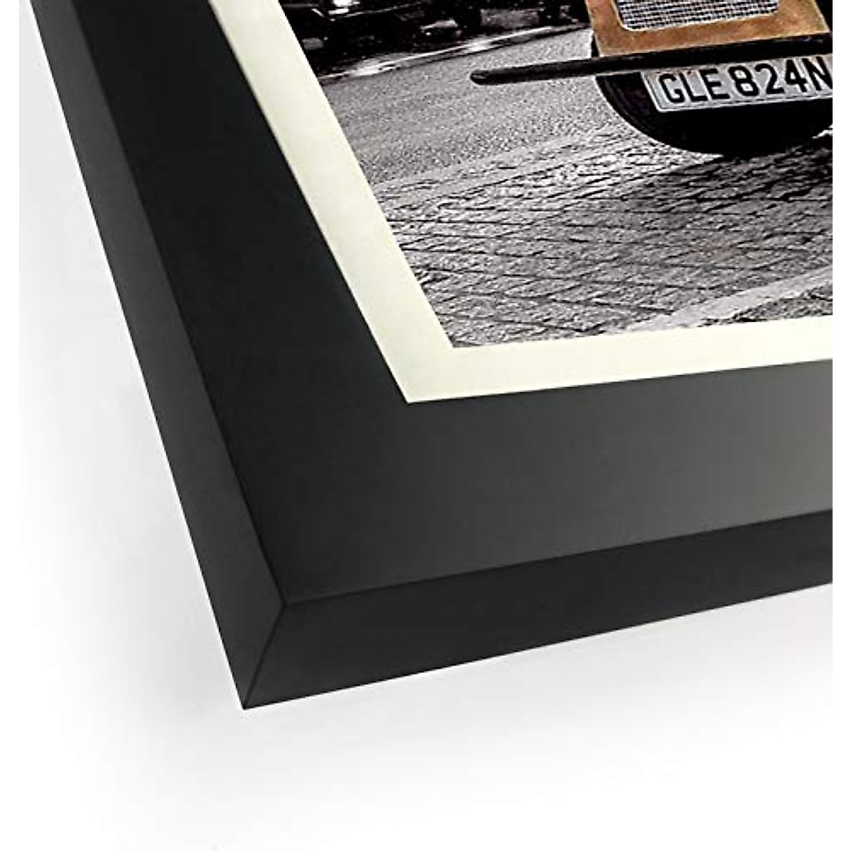 Art Emotion 20x24 Black Solid Wood Handmade Finishing seamless surface Picture Frame | Real Tempered Glass | Matted to 16x20 | Fits 20x24 Poster or 16x20 Photo | Wall Mounting Hardware Included