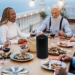 MISSYO 70 Hour Long Burning Unscented Pillar Candles, Dripless and Smokeless Candles for Home Weddings Restaurant Spa Church - Black, 3x6 inch, 3 Pack