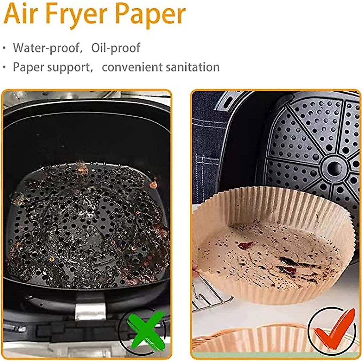 BINGLALA 100PCS Air Fryer Disposable Paper Liner, Round Liners, Oil-Proof, Water-Proof Parchment for Baking,No- Stick Food Grade liners Roasting Microwave (100pcs & 7.9in)