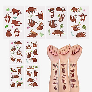 24 Sheets Sloth Temporary Tattoos, Birthday Decorations Sloth Party Favors