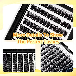10Rows,Large Pack Grafting Mixed 10-12-14-16mm/14-16-18mm/12-14-16mm Wide Stem Cluster Eyelashes D Curl Individual False Eyelashes Home DIY Eye Lashes Extensions (mixed 10-12-14-16mm)