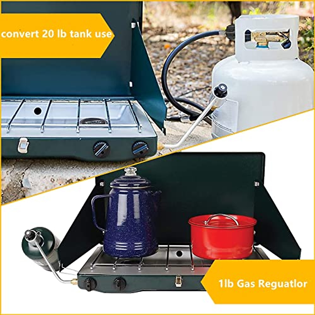 MOFLAME 6Feet Propane Adapter Hose 1 lb to 20 lb Converter for Coleman Propane Stoves, Fold N Go Stoves to Connect 5lb -20 lb Large Propane Tank, Not Fit for Coleman Roadtrip LXE Grills