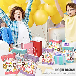 JOHOUSE 24PCS Donut Gift Bags, 5.5x2.8x8 inches Paper Gift Bags with Handles Party Favor Bags Paper Shopping Bags, Birthday Gift Bags, Colorful Retail bags, Recyclable Bags, Thank you Gift Bags