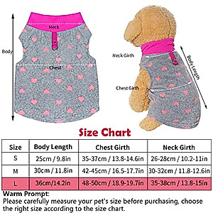 Rbenxia 1 Piece of Grey Dog Heart Sweater with Leash Ring Soft Fleece Vest Dog Pullover Warm Jacket Pet Dog Clothes Winter Dog Outfits for Small Puppy Cat Pets (Large)