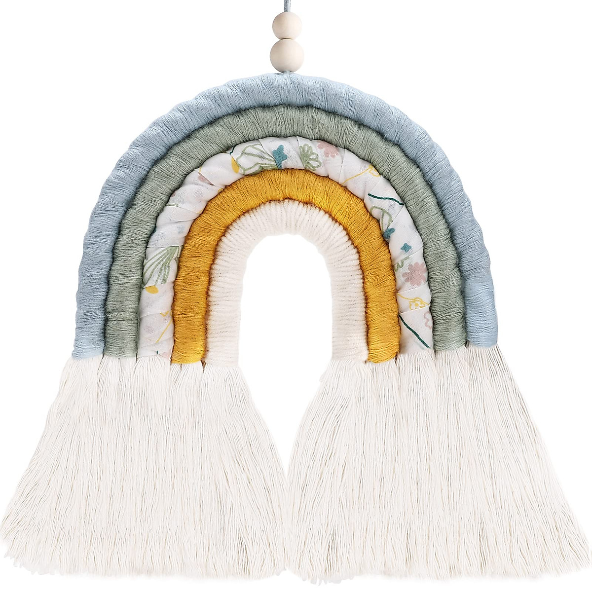 Macrame Rainbow Wall Hanging Boho Nursery Baby Room Kids Green Rainbow Décor (7X7Inches,Green)