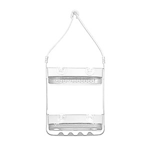 BLACK+DECKER 2-Way Convertible Hanging Anti-Swing Shower Caddy, 2 Way Adjustable Arm, Over The Door, Loofah & Razor Hooks, Storage & Organization, Large and Small Bottles and More, White