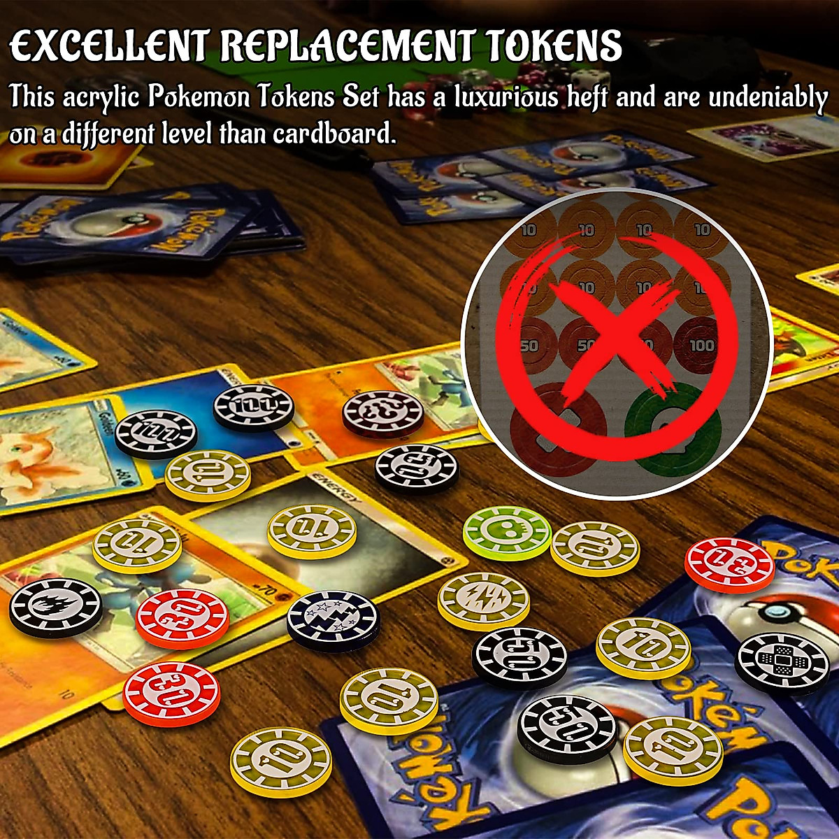 CZYY Damage and Status Counters Set of 24 Acrylic Effect Tokens Combatible with TCG