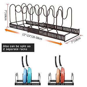 MDHAND Pots and Pans Organizer for Cabinet, Pot Rack with 2 DIY Methods, Adjustable Pan Organizer Rack for Cabinet, Pot Organizer for Kitchen Organization & Storage, Pot Lid Organizer